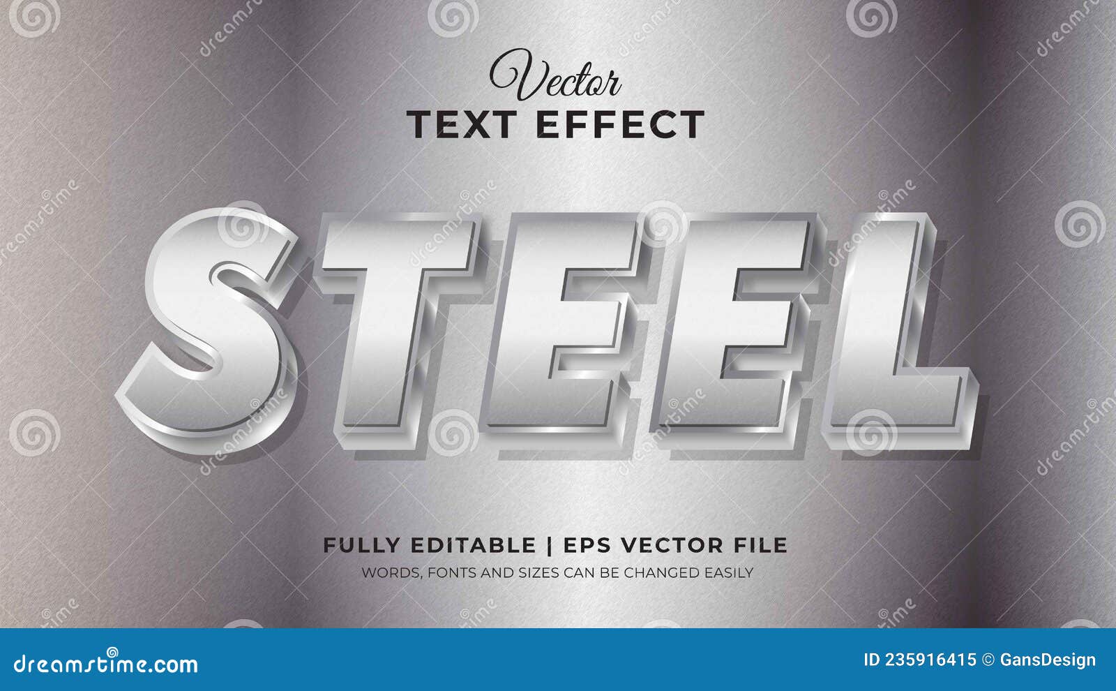 Editable 3d Text Effect with Steel Words Stock Vector - Illustration of ...