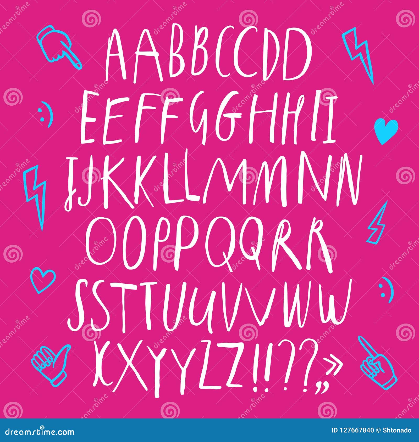 Editable Doodle Style Font Set Stock Illustration - Illustration of ...