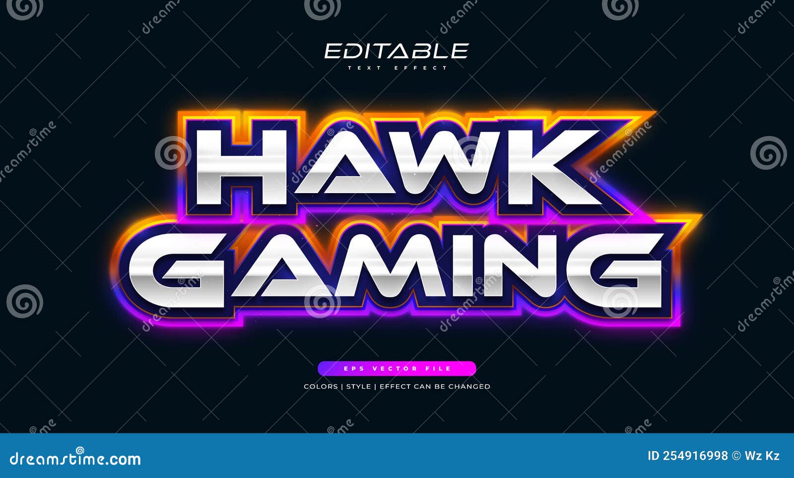 Editable E-sport Text Style with Glowing Neon Effect. Colorful Game ...