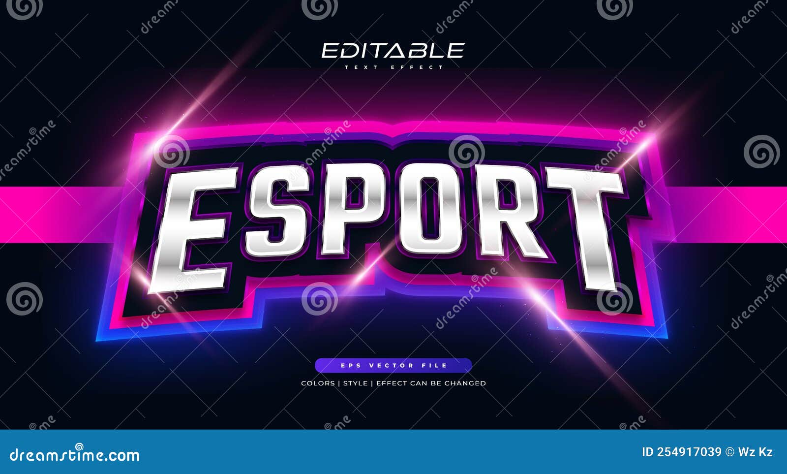Editable E-sport Text Style with Glowing Neon Effect. Colorful Game ...