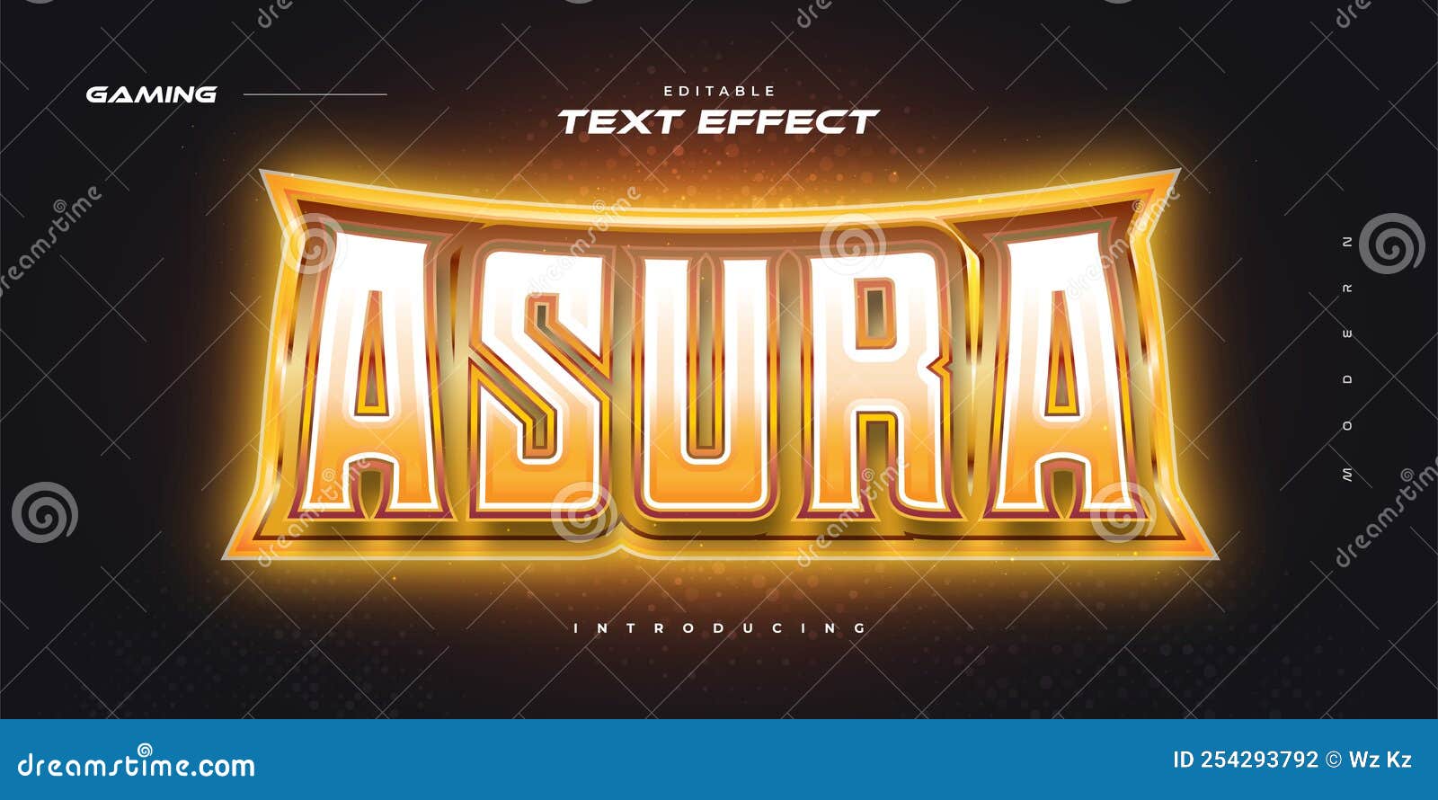 Editable E-sport Text Style with Glowing Orange Neon Effect Stock ...