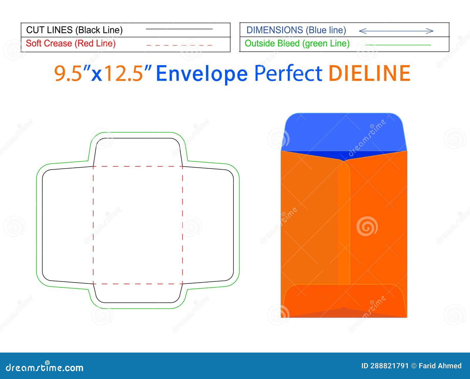 Editable Easily Resizable Catalog Envelope Or Policy Open End Envelope 9.5x12.5 Inch Dieline ...