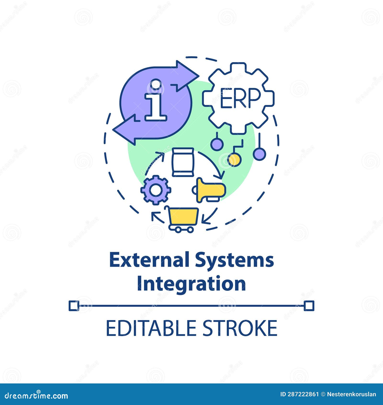2D External Systems Integration Line Icon Concept Stock Illustration ...
