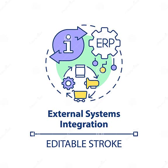 2D External Systems Integration Line Icon Concept Stock Illustration ...