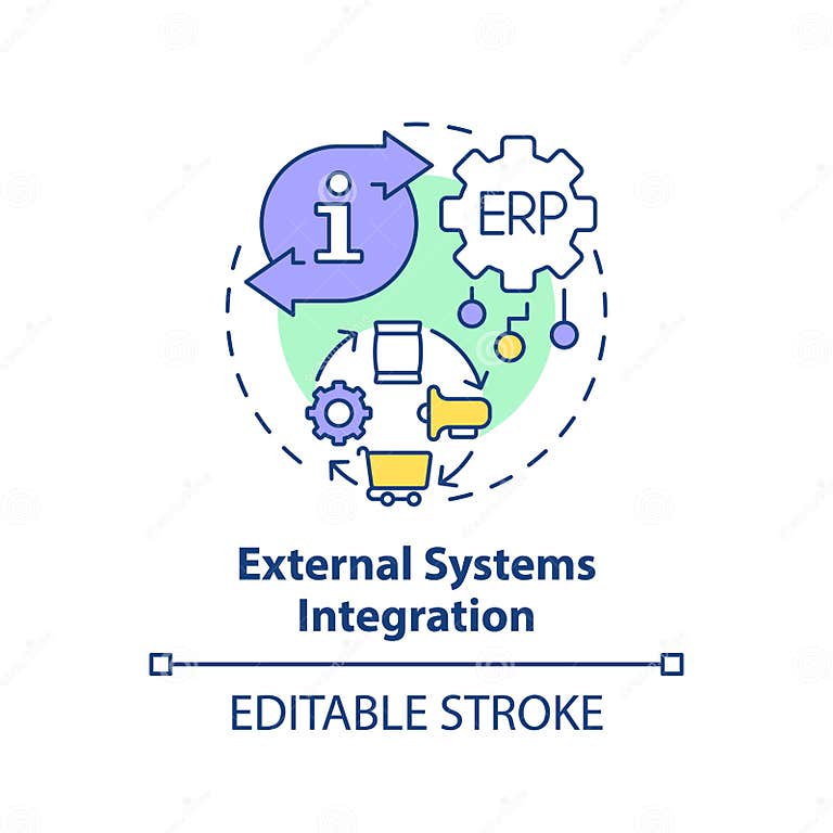 2D External Systems Integration Line Icon Concept Stock Illustration ...