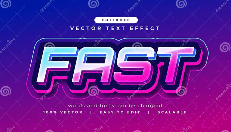 Editable Fast Text Style with Shine Effect Stock Illustration ...