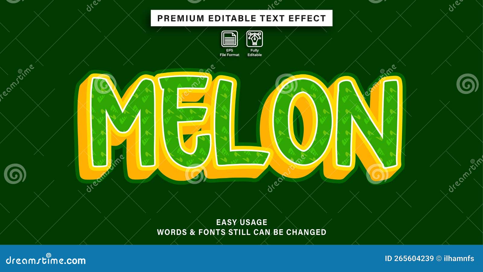 Editable Font Effect Melon Style Stock Vector - Illustration of design ...