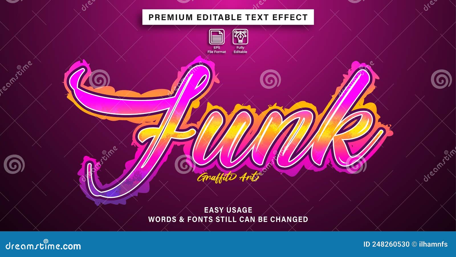 Editable Font Effect Style Funk Graffiti Stock Vector - Illustration of ...