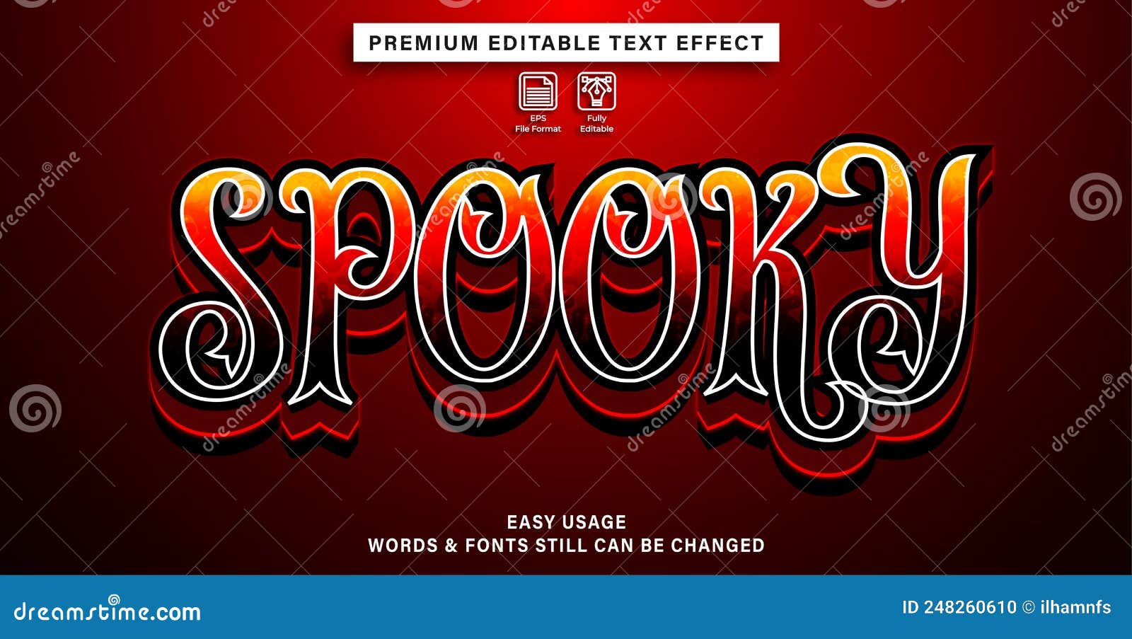 Editable Font Effect Style Spooky Stock Vector - Illustration of letter ...