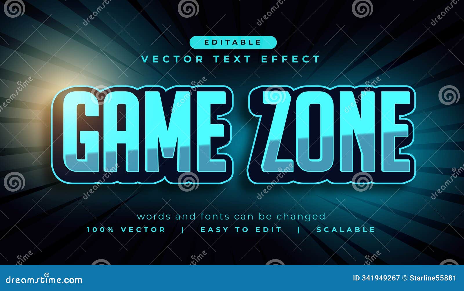 Editable Game Zone Text Effect Style Stock Vector - Illustration of ...