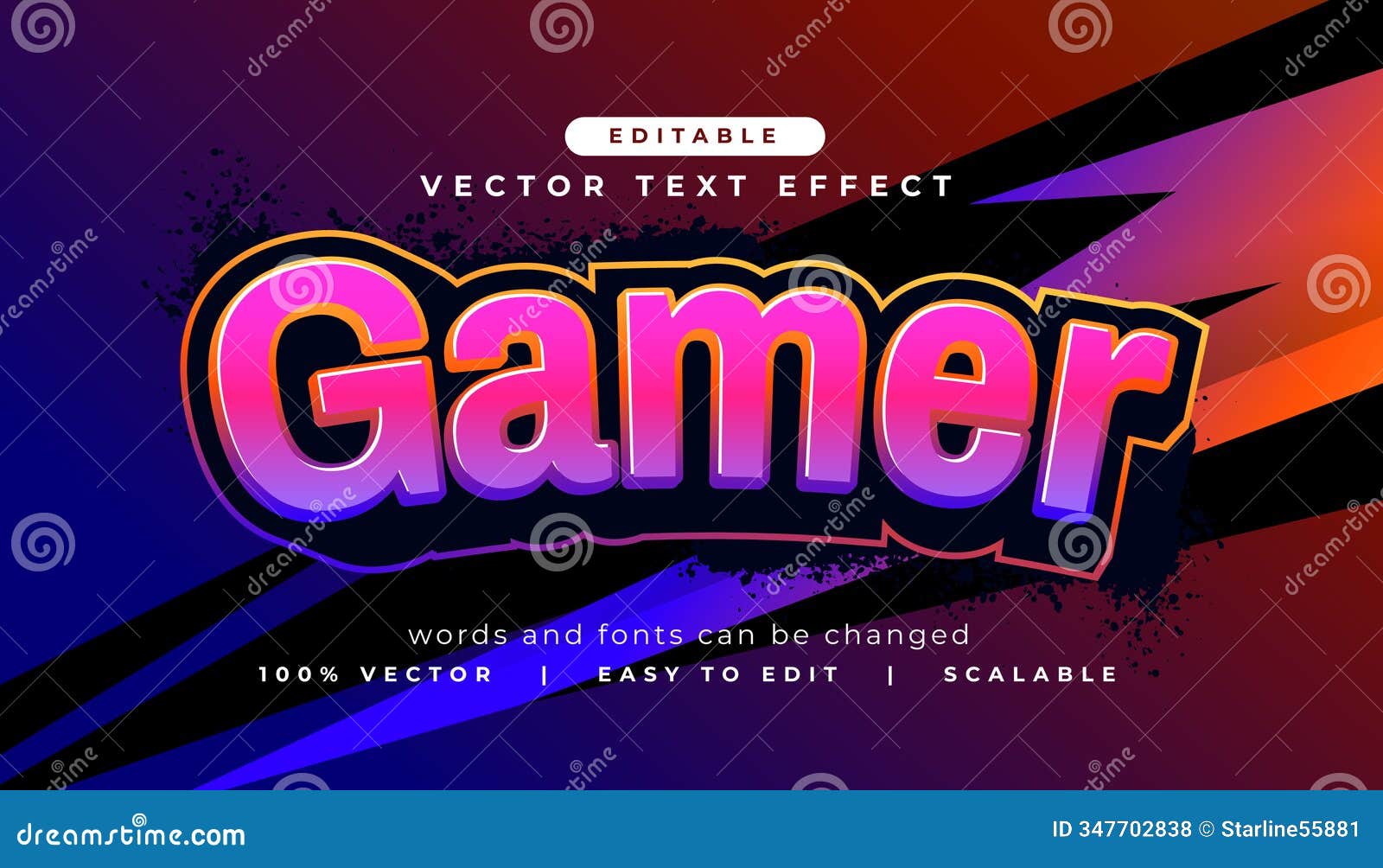 Editable Gamer Lettering Text Effect Style Stock Illustration ...