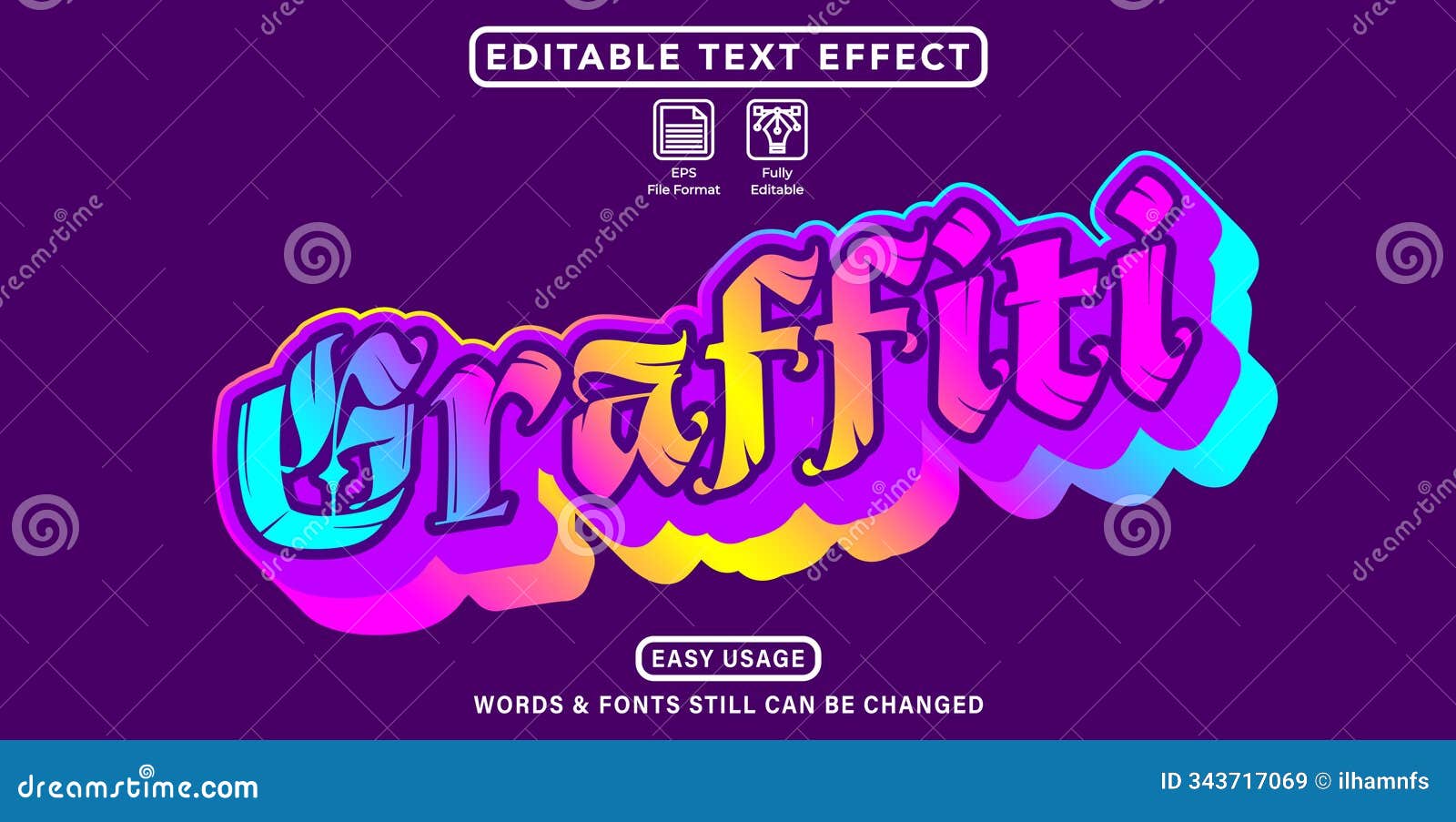 Editable Graffiti Text Effect For Adobe Illustrator Stock Image ...