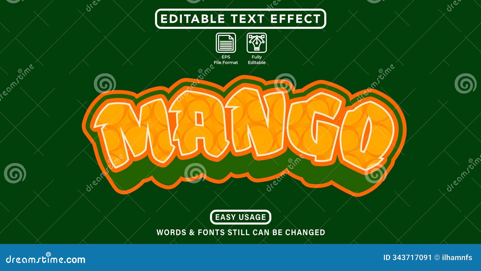 Editable Graphic Text Effect Mango Style Stock Vector - Illustration of ...
