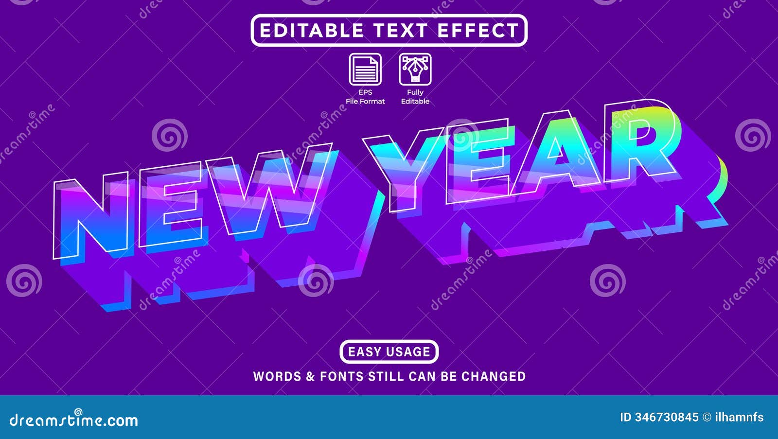 Editable Graphic Text Effect New Year Style Stock Illustration ...