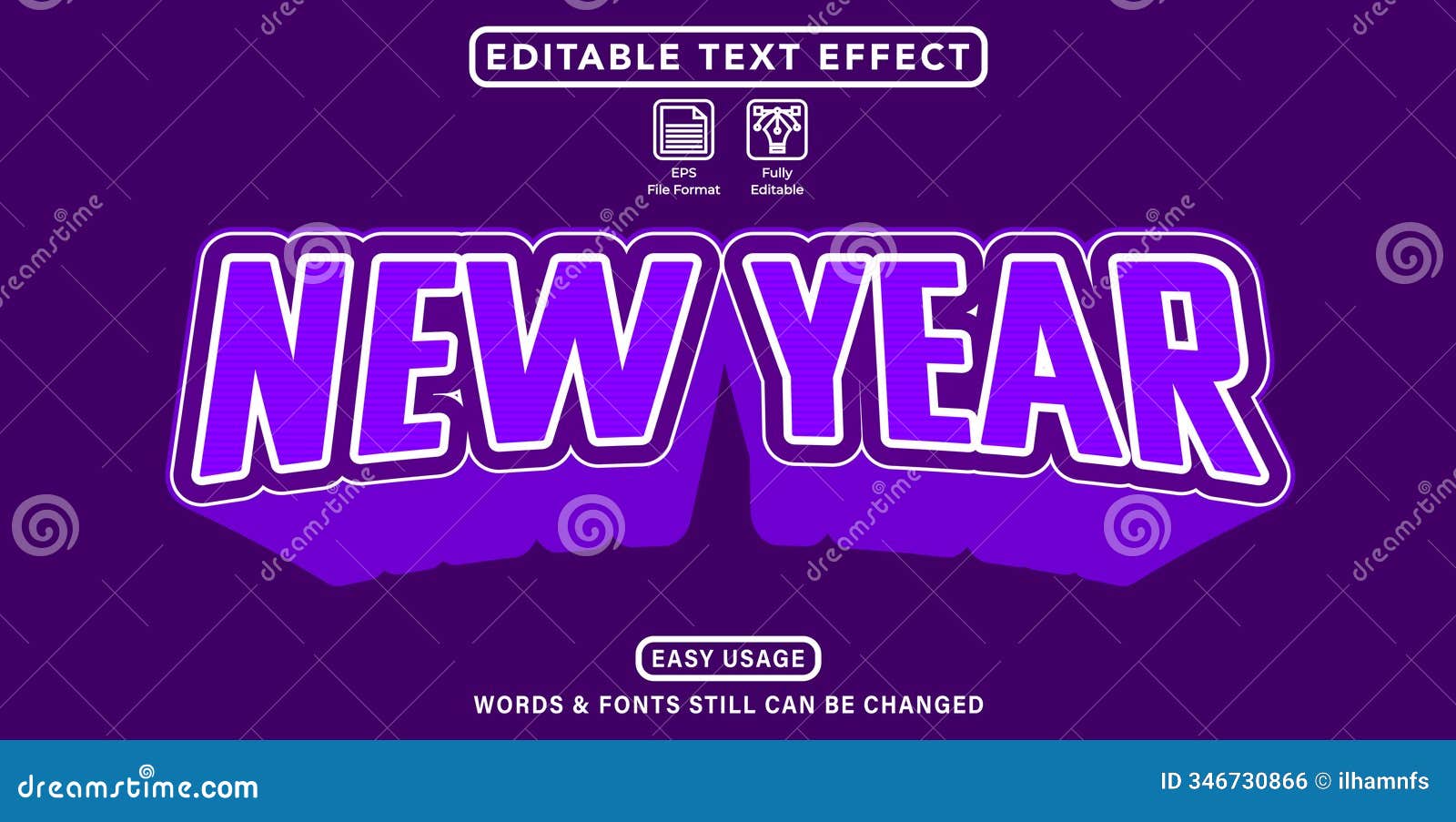 Editable Graphic Text Effect New Year Style Stock Illustration ...