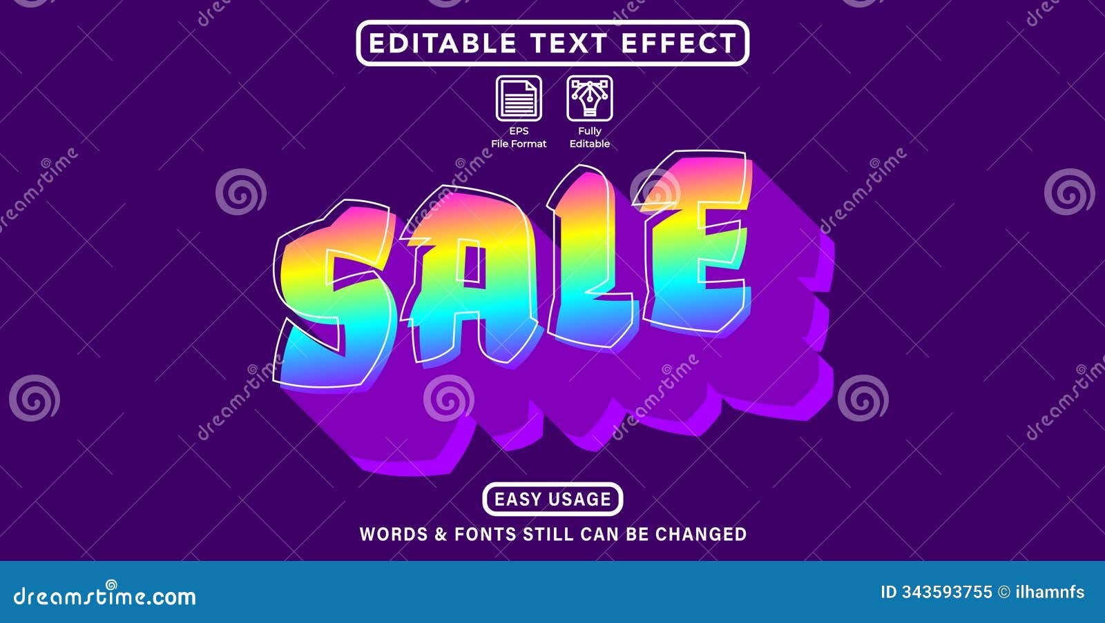 Editable Graphic Text Effect Sale Styles Stock Vector - Illustration of alphabet, vector: 343593755