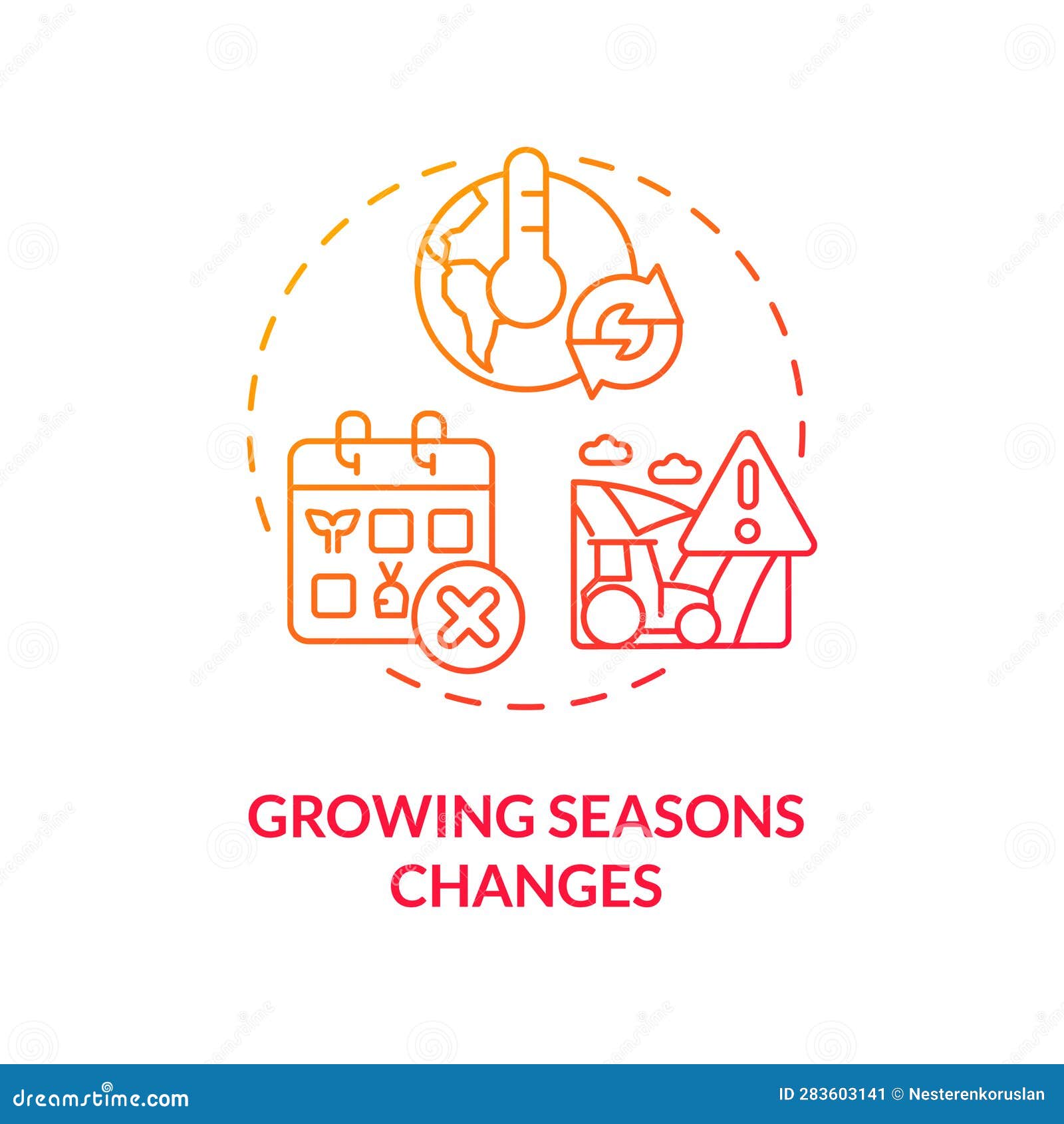 Editable Growing Season Changes Icon Heatflation Concept Stock Vector ...