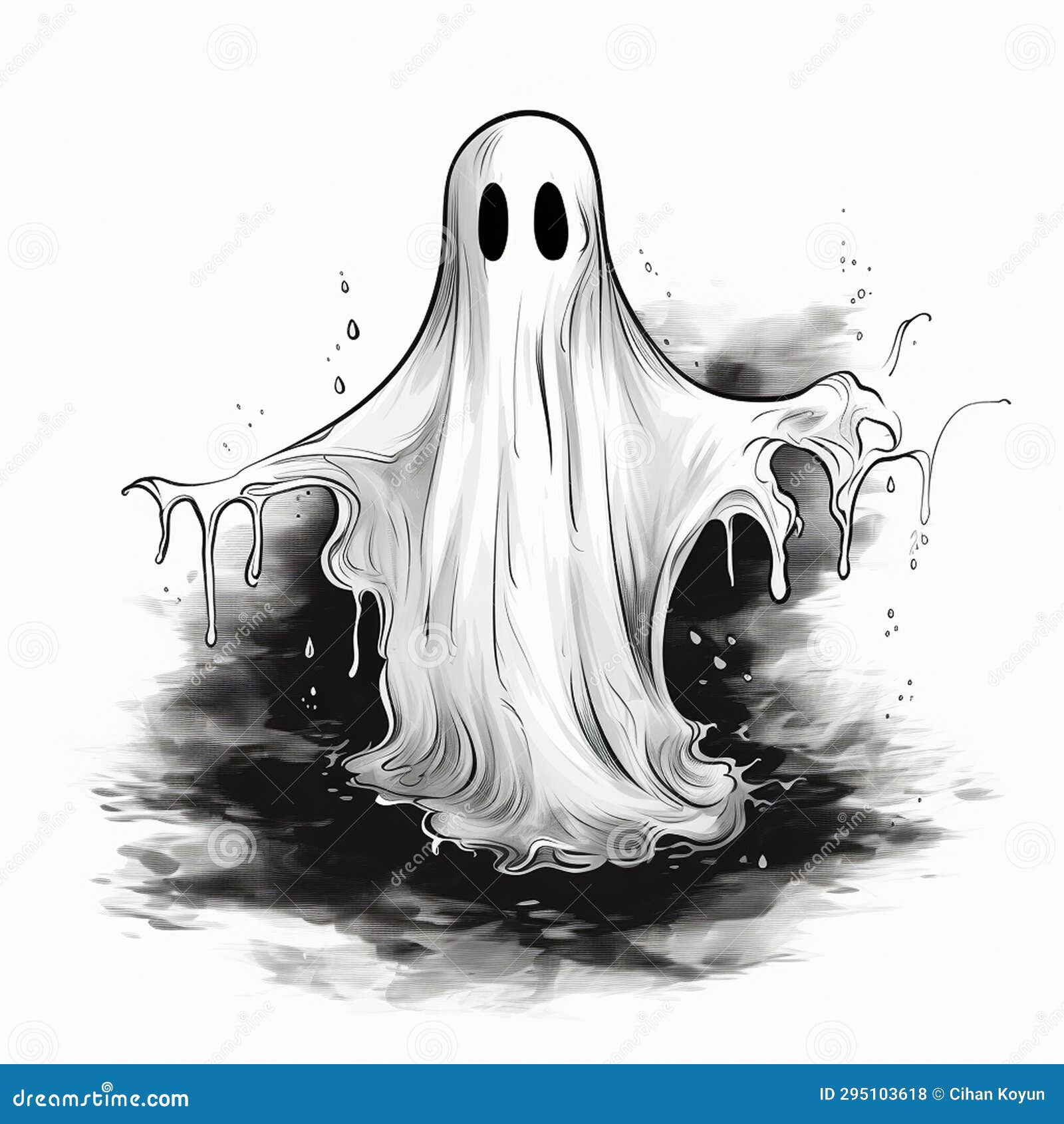 Editable Hand-Drawn Halloween Ghost Stock Illustration - Illustration ...