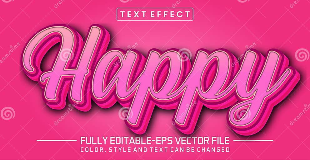 Editable Happy Text Effect - Happy Text Style Theme Stock Vector ...