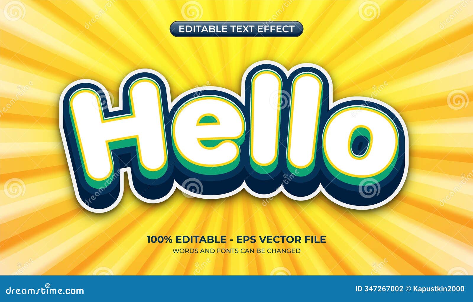 Editable Hello Text Effect with Cheerful Color. 3d Bold Sticker Text ...
