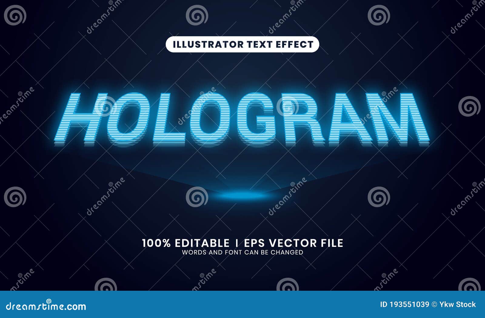 Editable Hologram Text Effect. Stock Vector - Illustration of ...