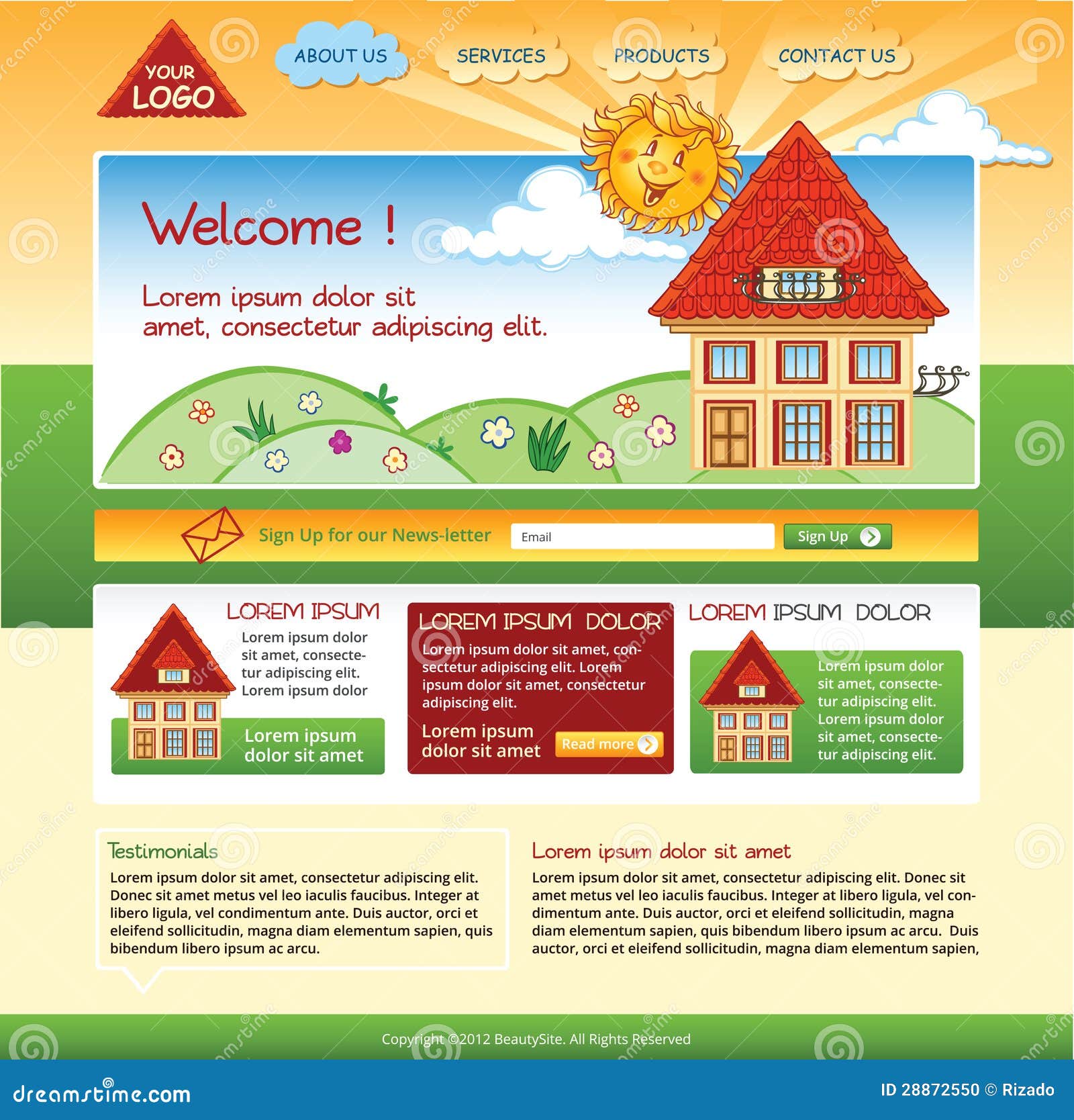 Editable House Template for Website Stock Vector - Illustration of ...