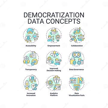 Editable Icons for Data Democratization Concepts Stock Vector ...