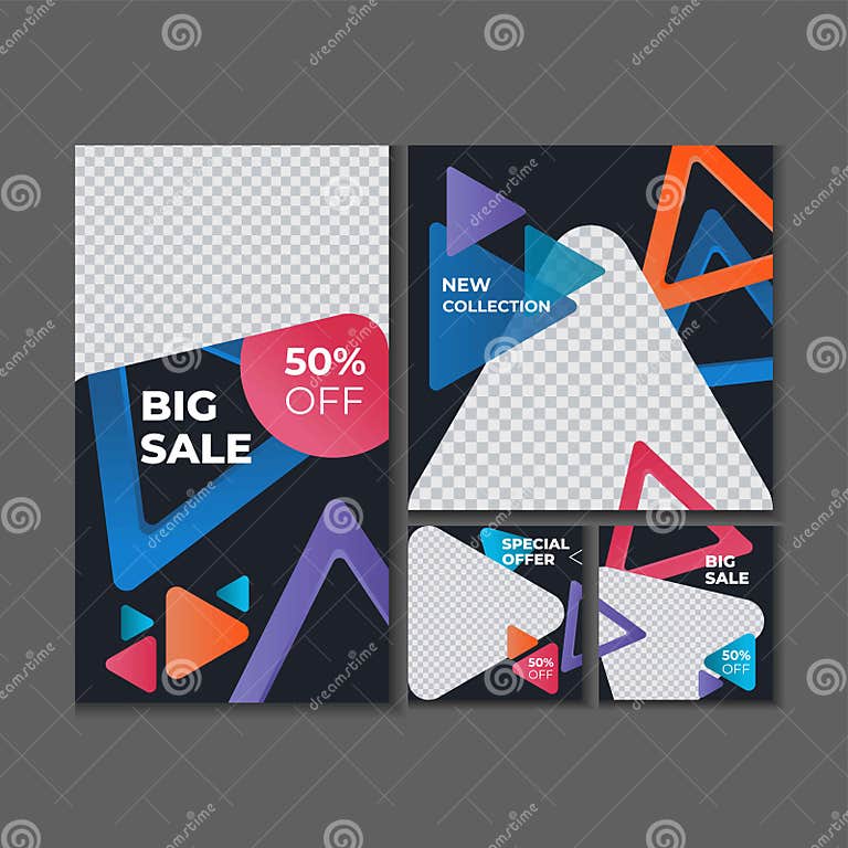 Editable Instagram Posts Template Stock Vector - Illustration of ...