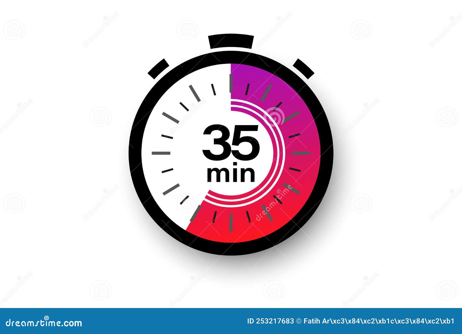 35 Minutes Timer. Stopwatch Symbol in Flat Style. Editable Isolated ...
