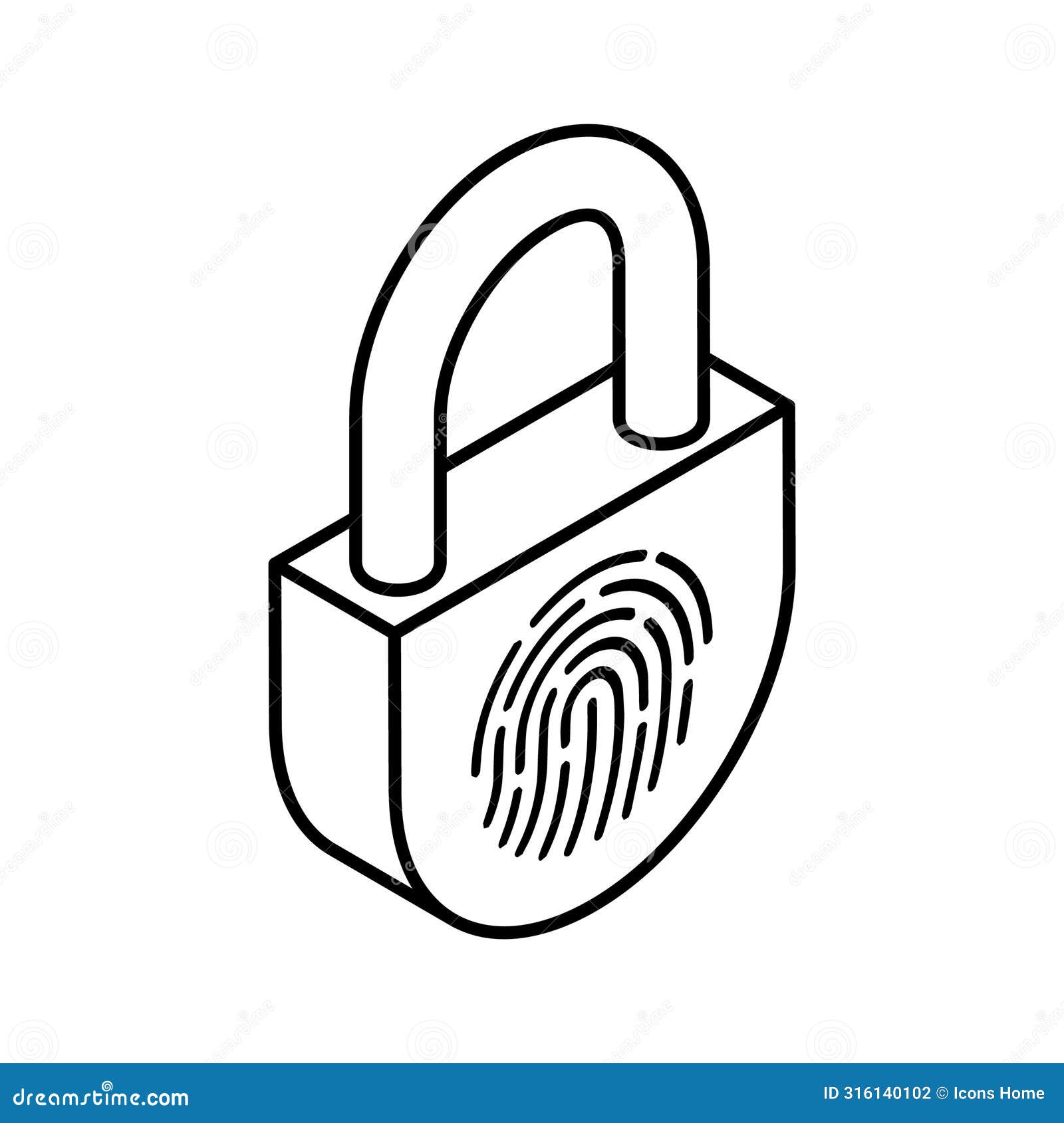 Editable Isometric Icon of Fingerprint Lock, Smart Authentication Stock ...
