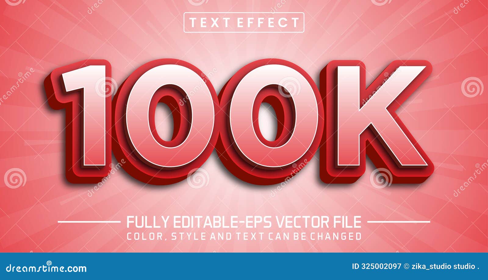 Editable 100K Text Style Effect - Text Style Concept Stock Vector ...