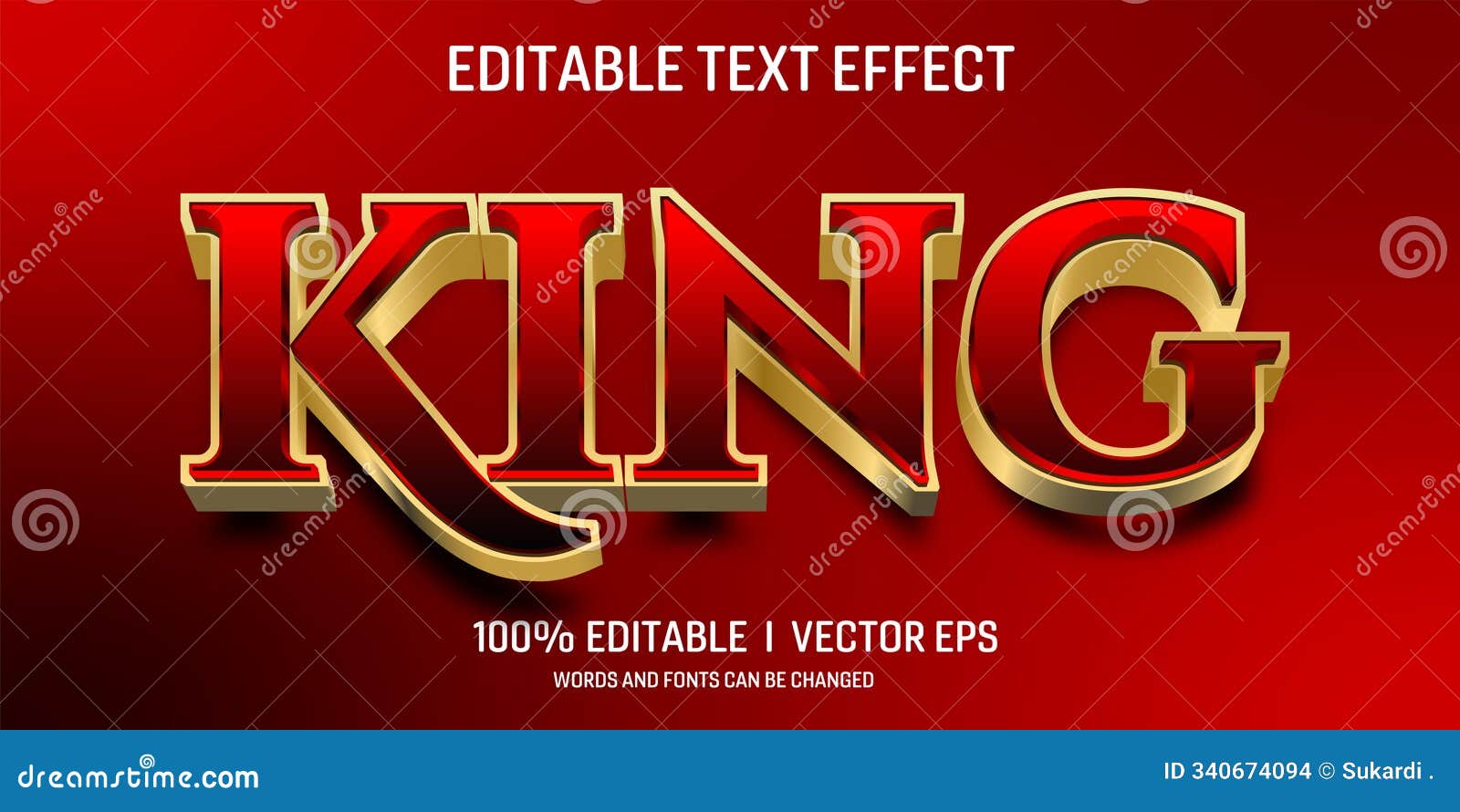 Editable King Vector Text Effect with Modern Style Design Stock ...