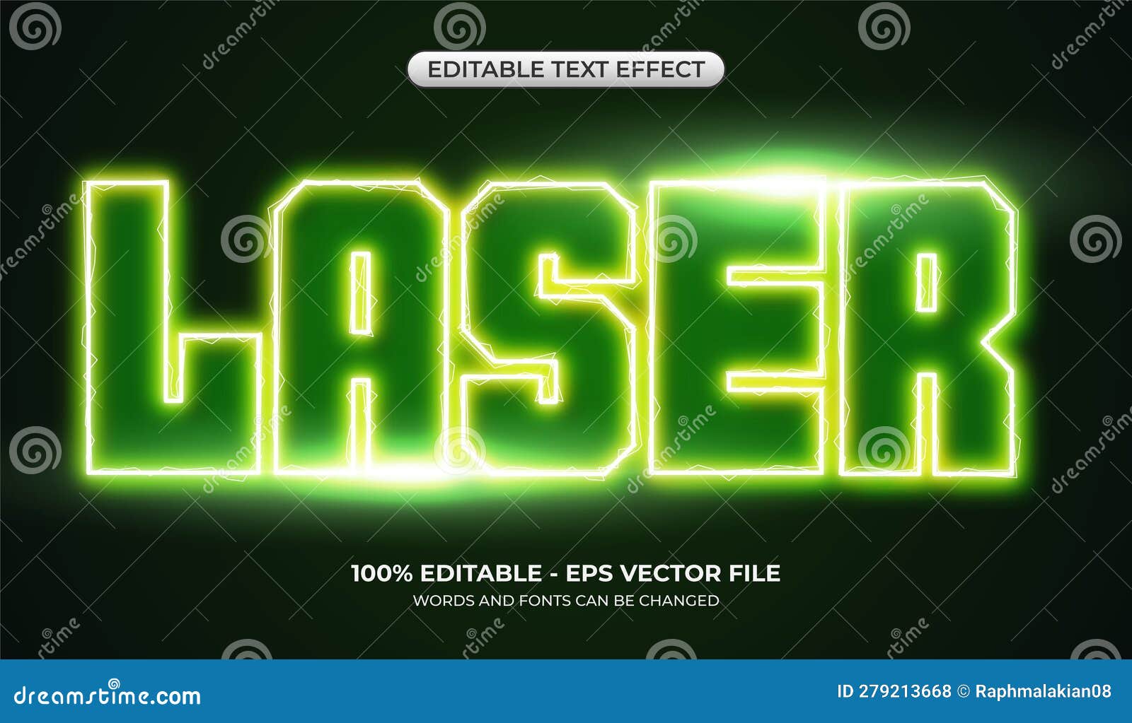 Editable Laser Light Text Effect. Realistic Text Glows in the Dark ...