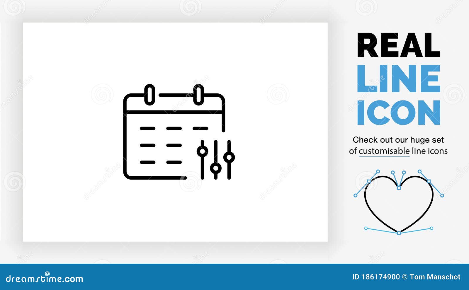 Editable Line Icon of a Agenda with Settings Stock Vector ...