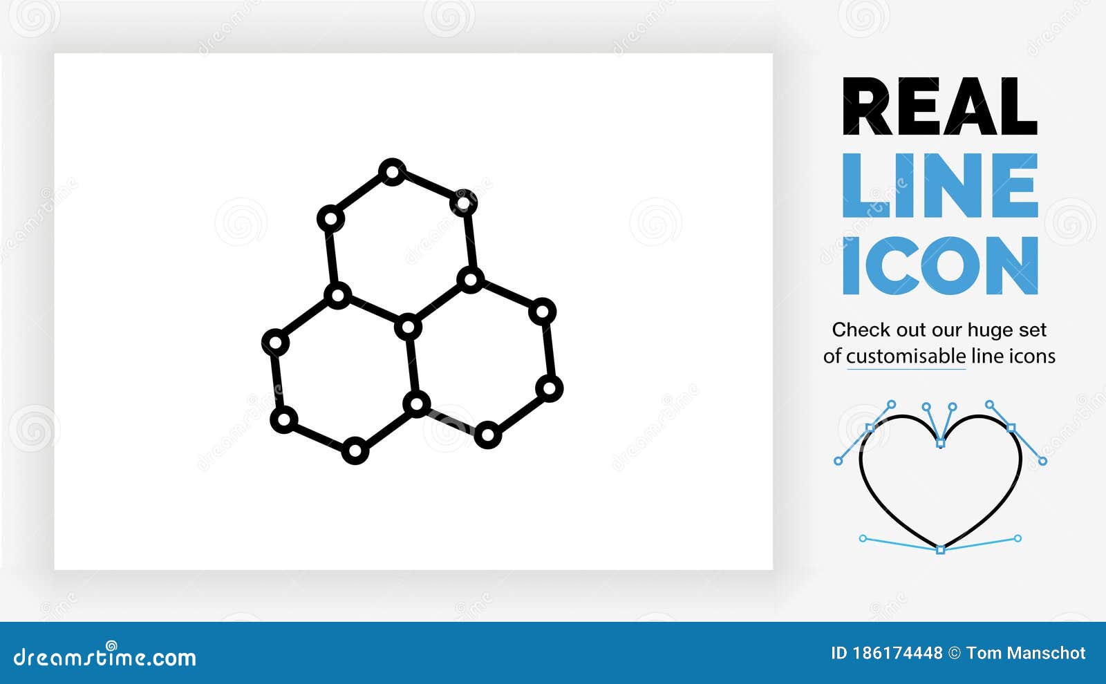 Editable Line Icon of a Carbon Structure Like Graphene Stock Vector ...