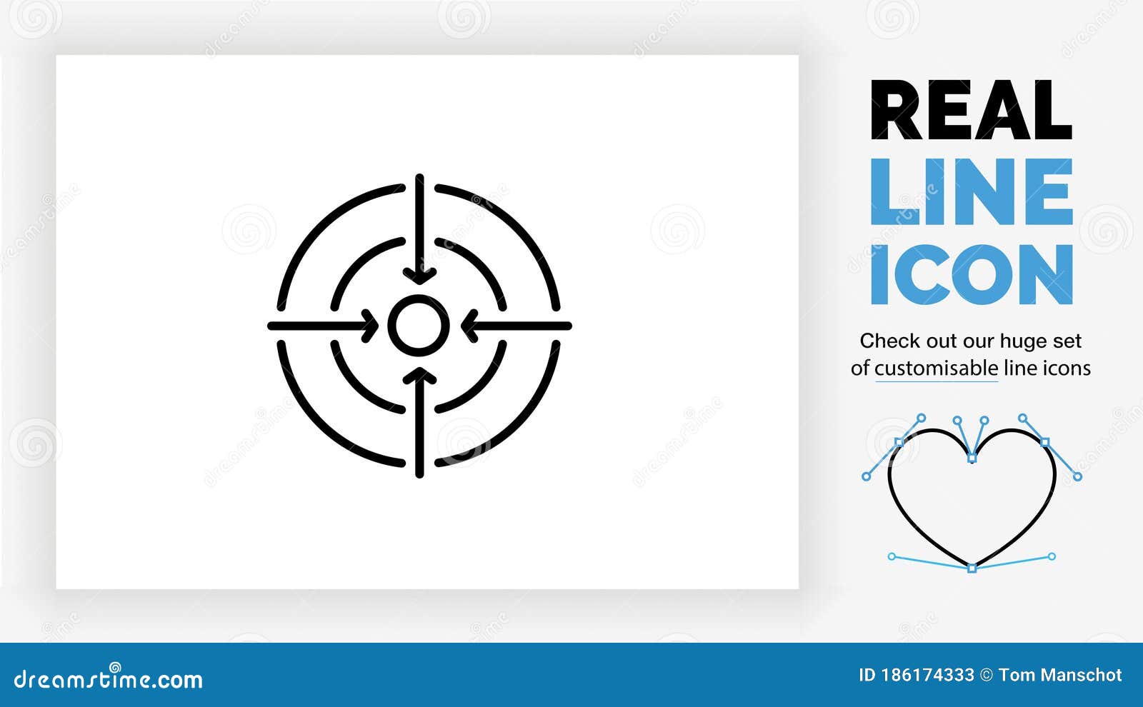 Editable Line Icon of a Focus Point Stock Vector - Illustration of goal ...