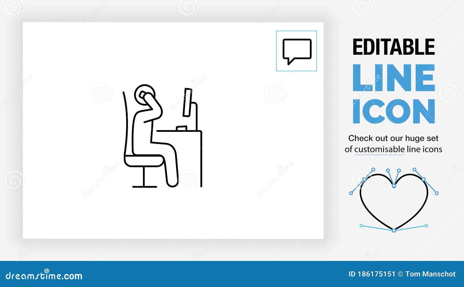 Editable Line Icon of a Help Desk Stick Figure Stock Vector ...