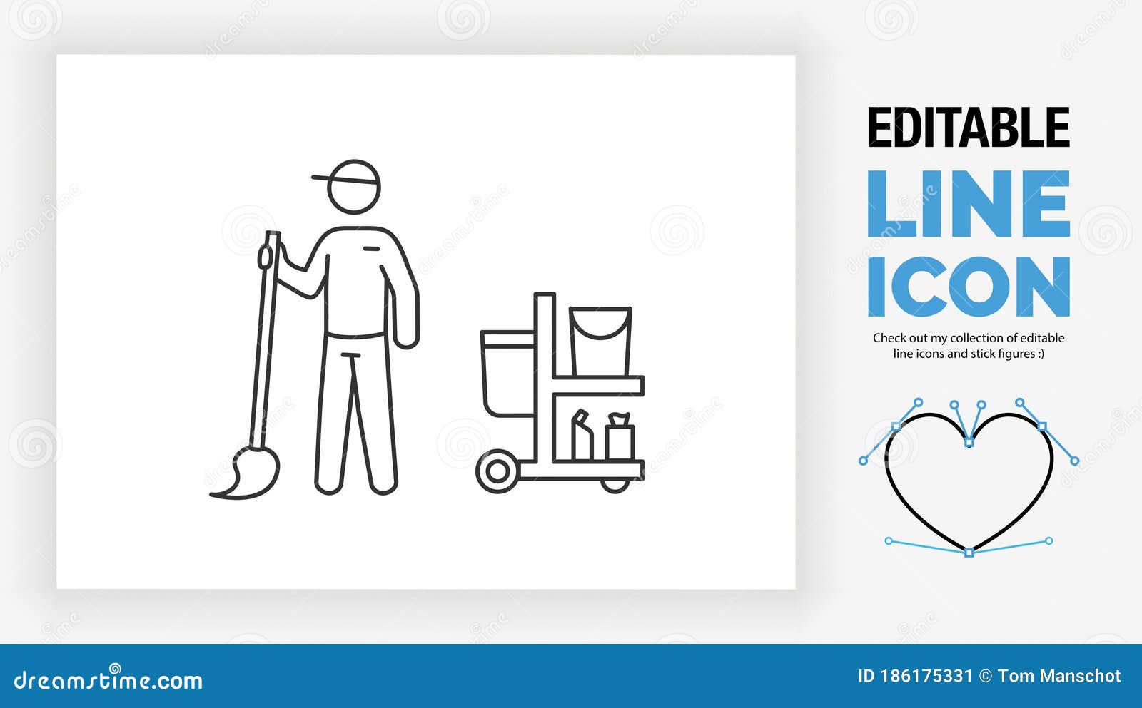 Editable Line Icon of a Janitor Stock Vector - Illustration of hospital ...