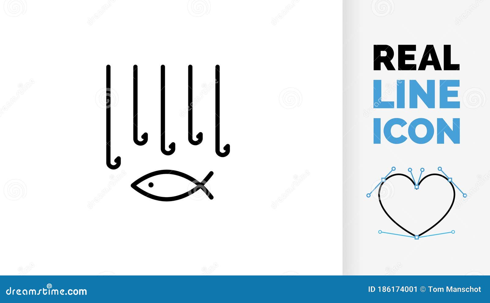 Editable Line Icon of Overfishing Visualised by Many Hooks Stock Vector ...
