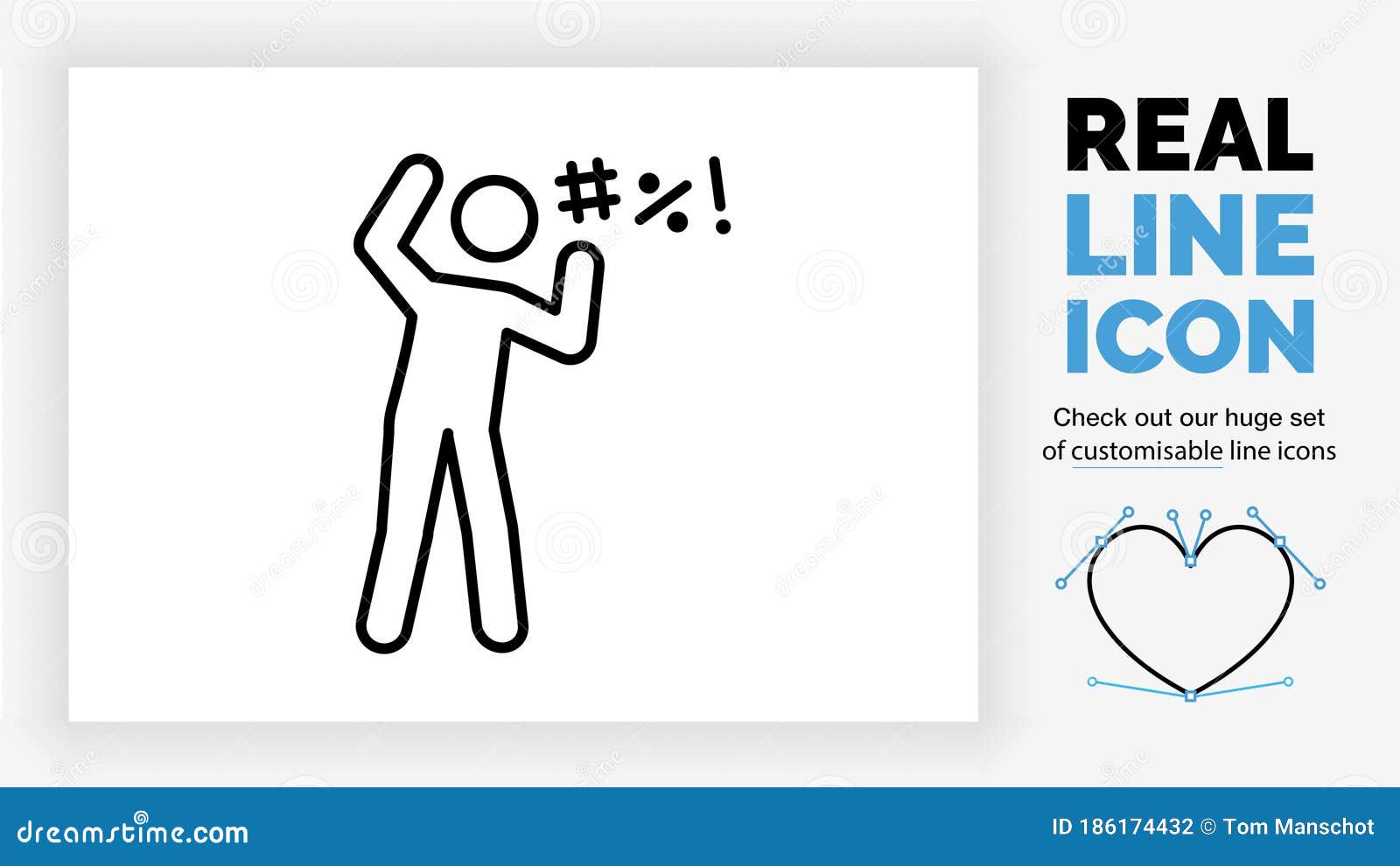 Editable Line Icon of a Stick Figure Cussing Stock Vector ...