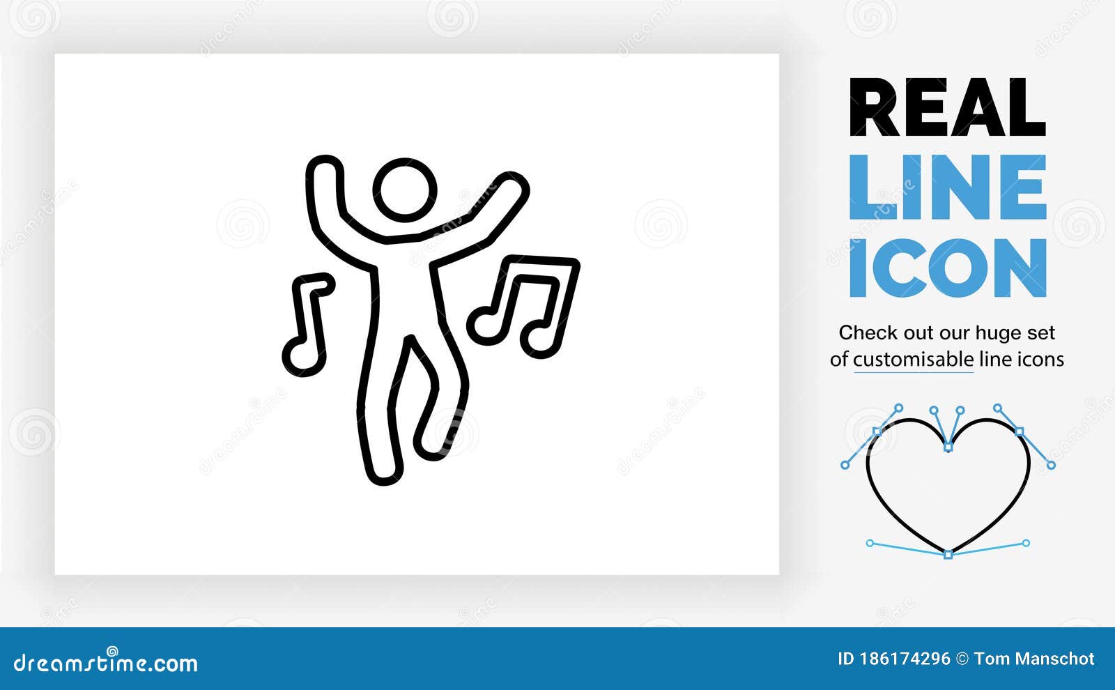 Editable Line Icon of a Stick Figure Music Party Stock Vector ...