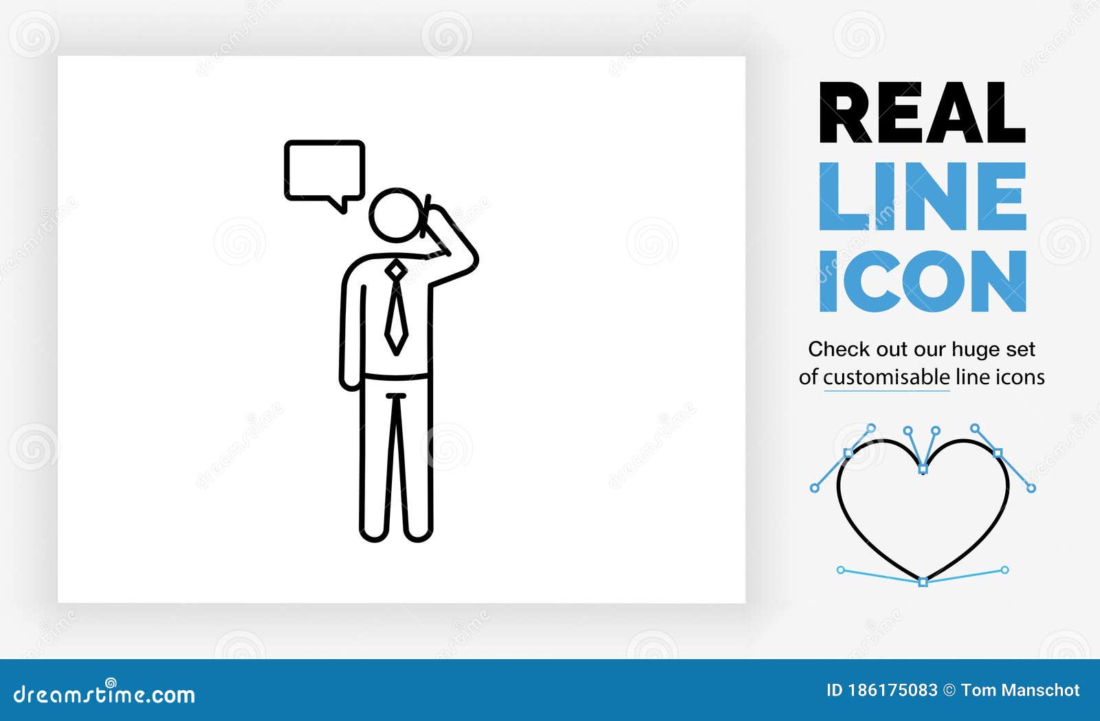 Editable Line Icon of a Stik Figure Calling on His Phone Stock Vector ...