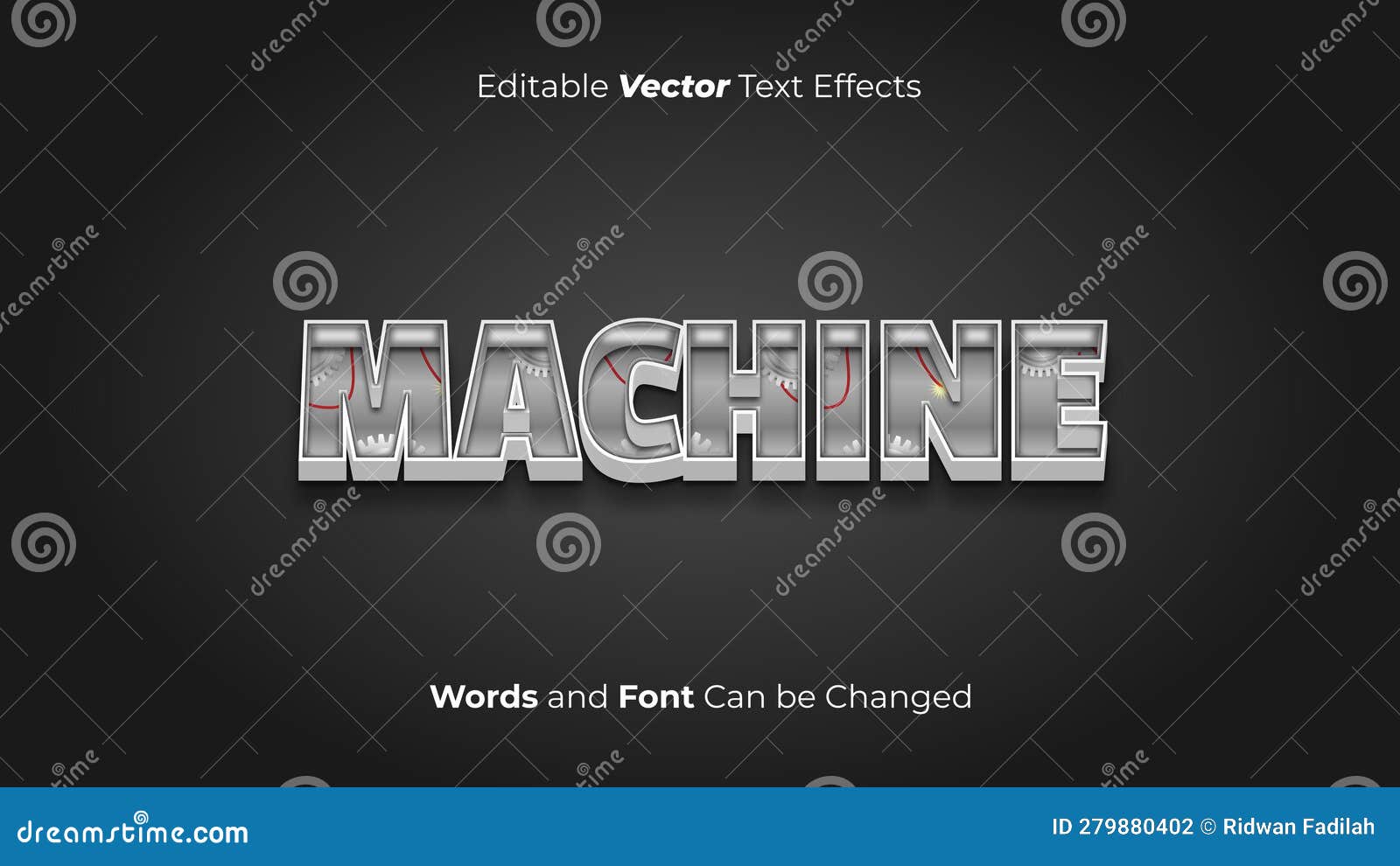 Editable Machine Vector Text Effect with Gears Stock Vector ...