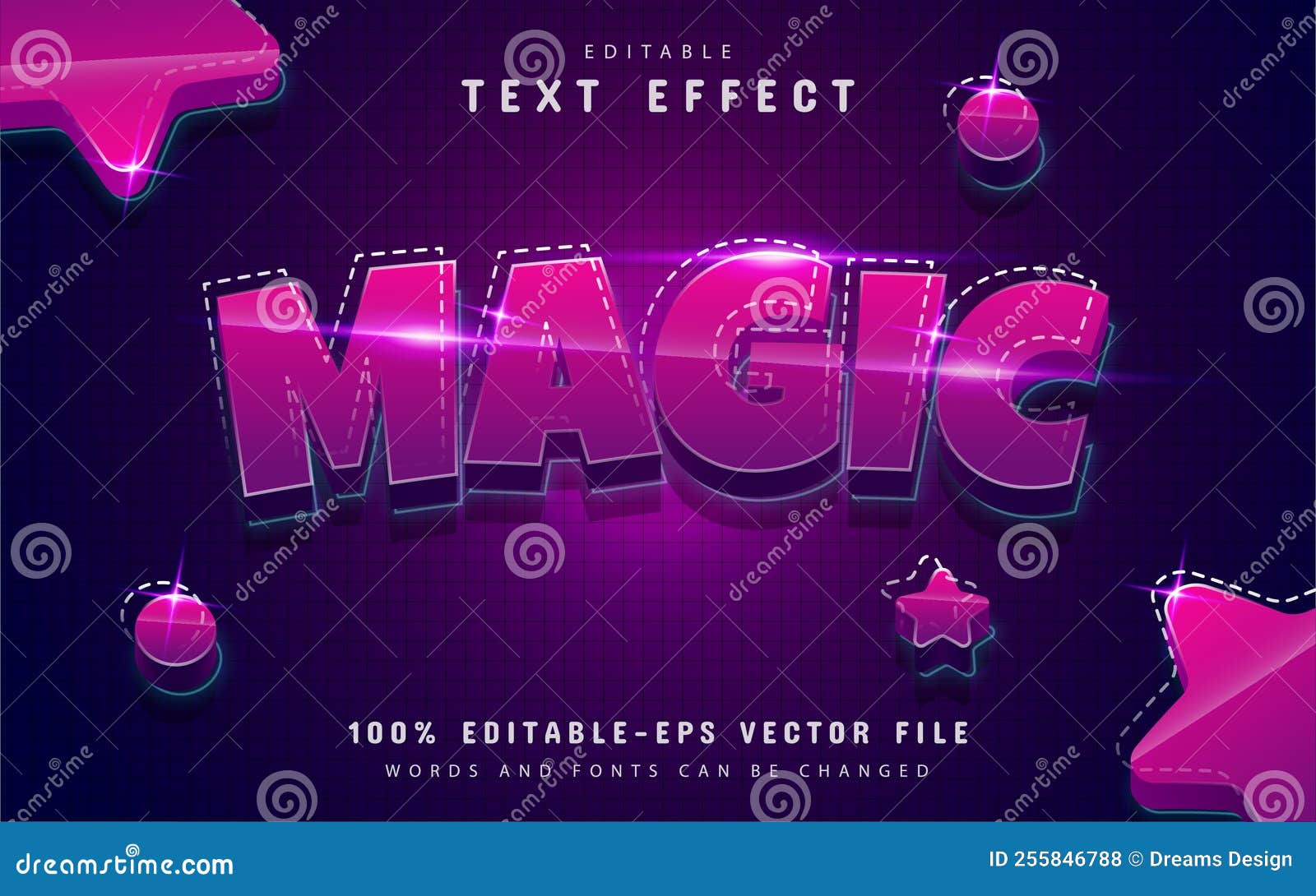 Editable magic text effect stock vector. Illustration of backdrop ...