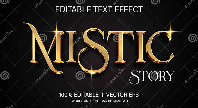 Mistic Story 3d Vector Text Effect with Modern Style Design Stock ...