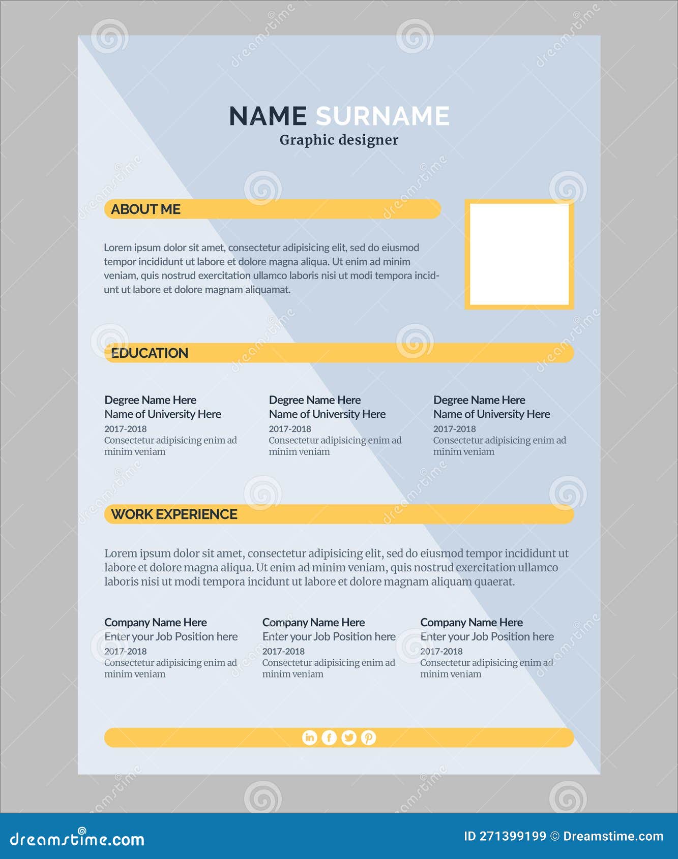 Editable Modern Resume Cv Template Stock Vector - Illustration of ...