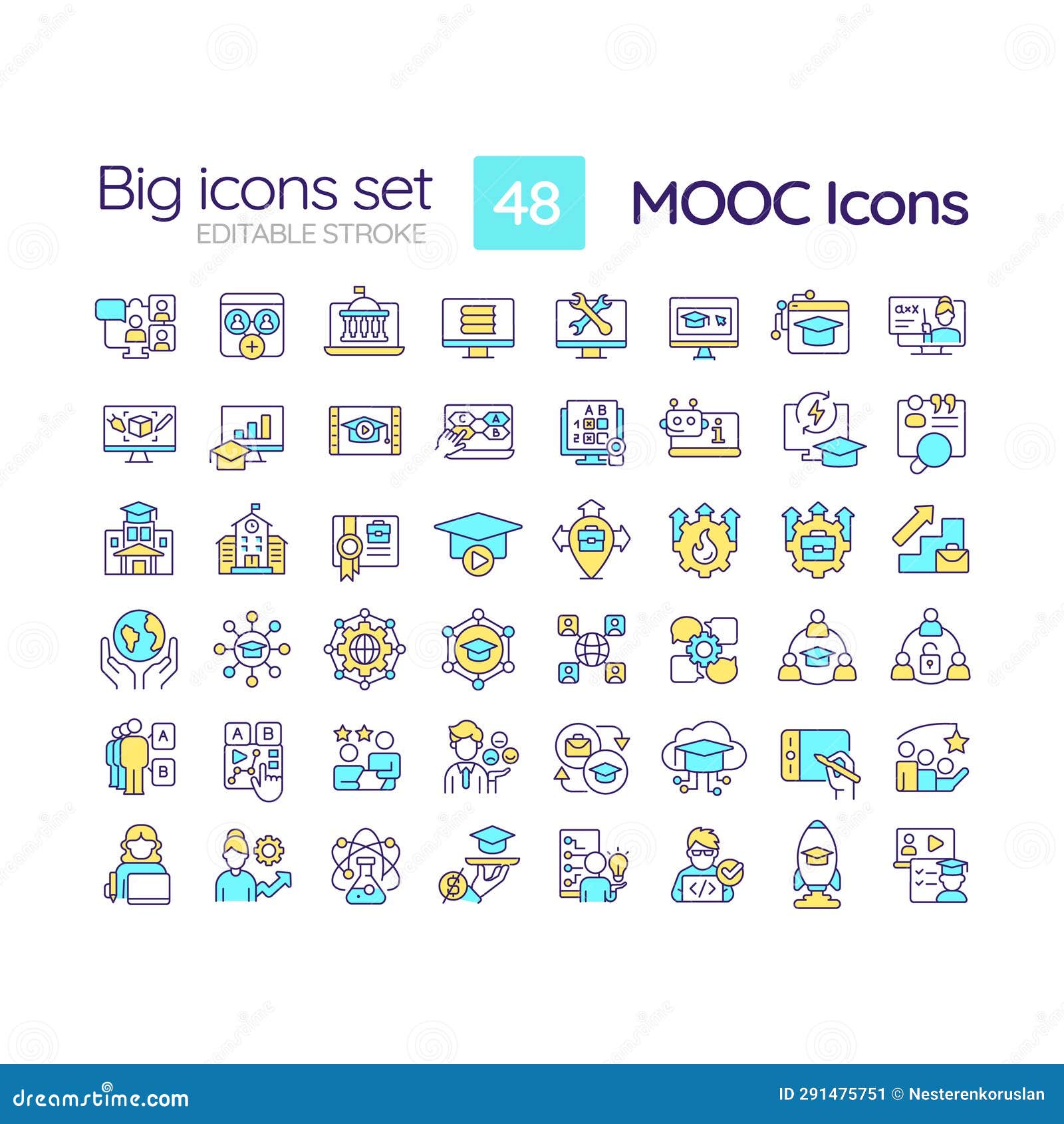 Editable Multicolor Big Icons Set For Medical Tourism Vector ...
