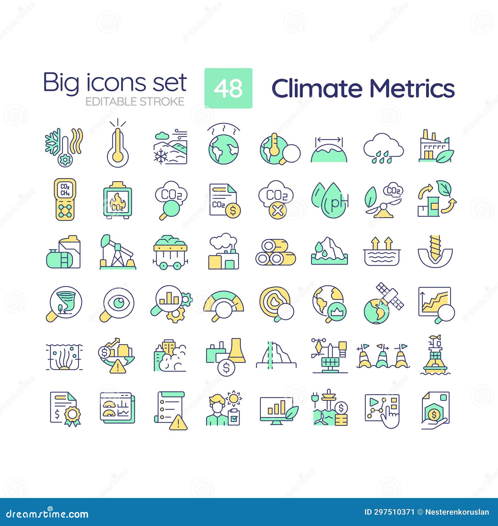 Editable Multicolor Big Icons Set for Climate Metrics Stock ...