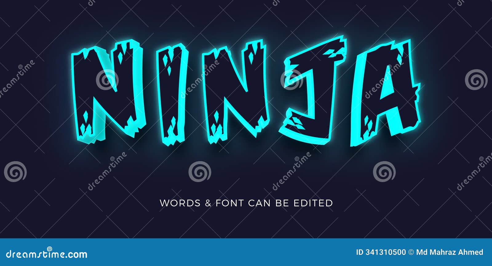 Editable Neon Text Effect. Ninja Text Effect Stock Illustration ...