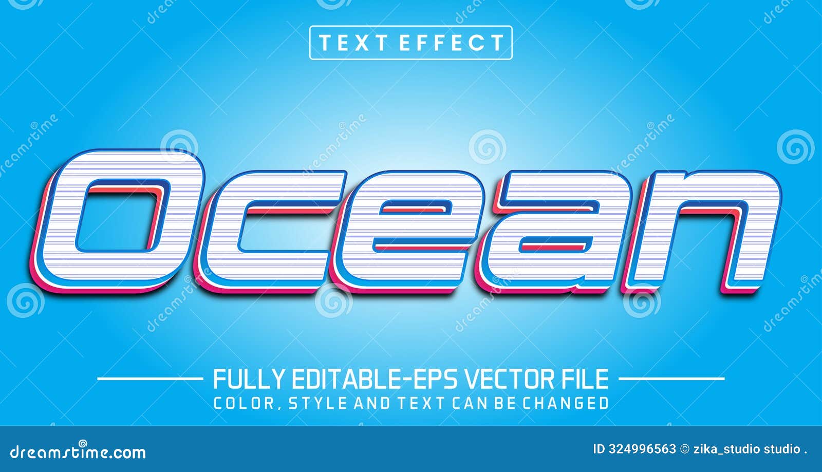 Editable Ocean Text Effect - Ocean Text Style Theme Stock Vector ...